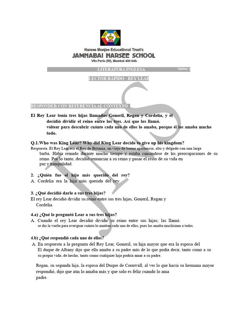 Rey Lear P&R PDF | PDF | Rey Lear