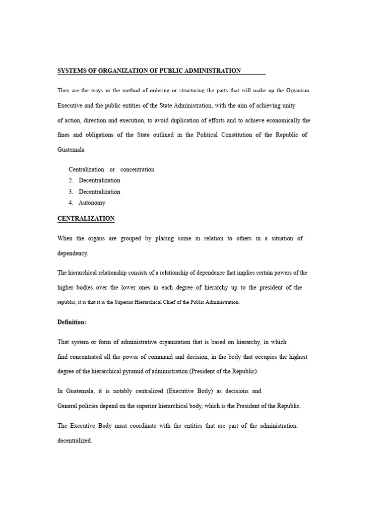 Public Administration Organization Systems | PDF | Hierarchy ...