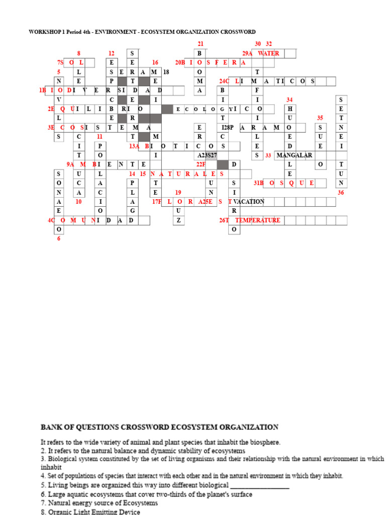 Crossword Environment Prof | PDF | Ecosystem | Biology