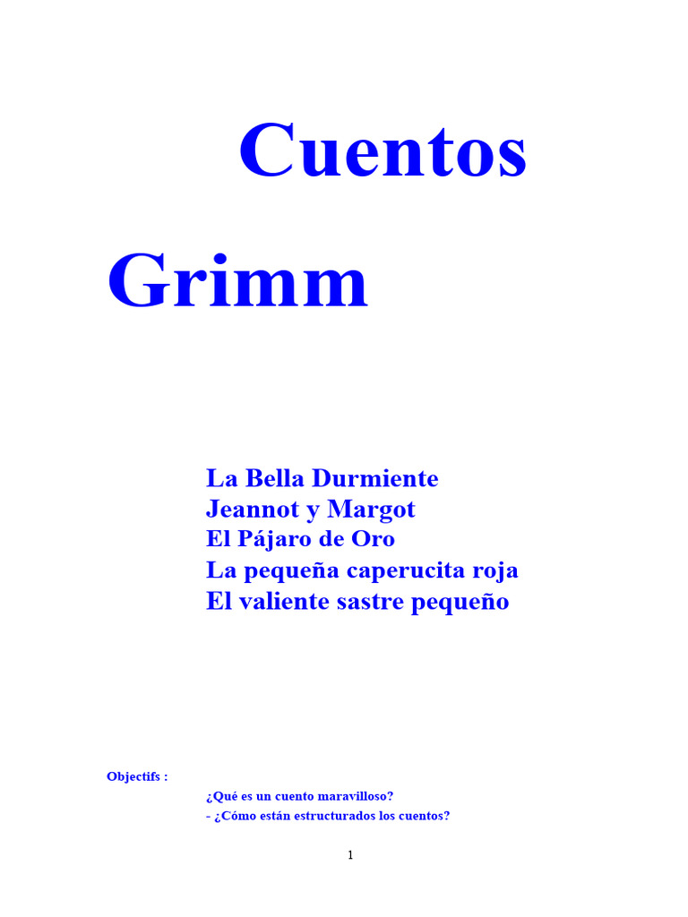 Estructura y Análisis de Cuentos de Grimm | PDF | Cuentos | Narración