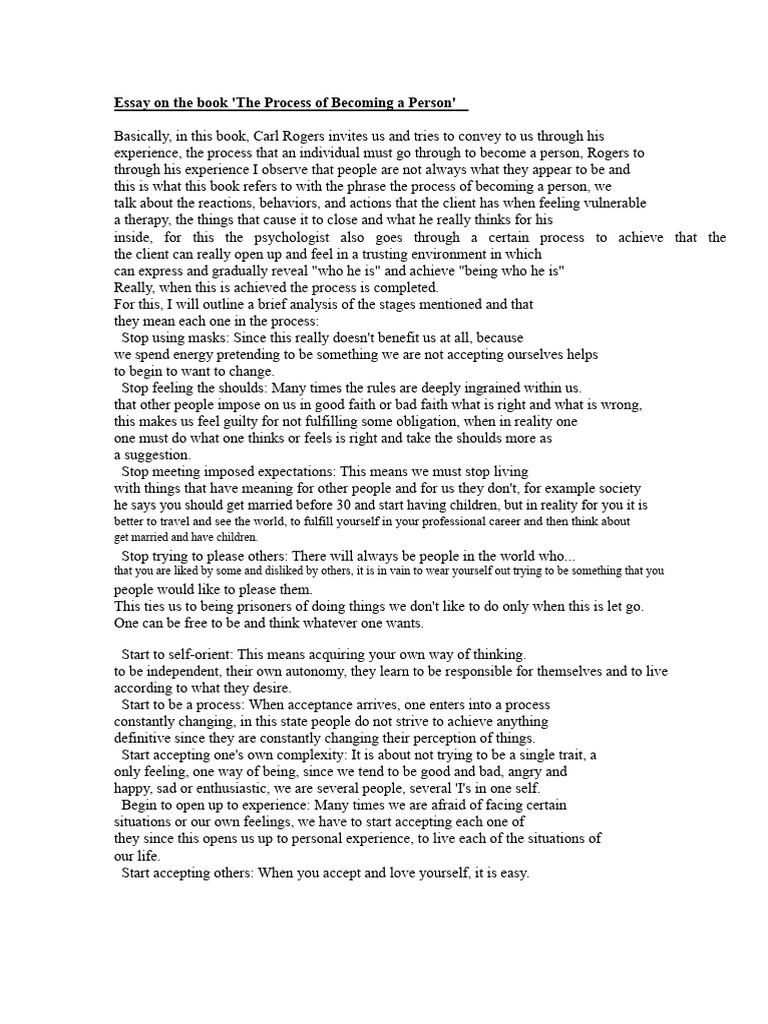 Carl Rogers' Process of Becoming a Person | PDF | Psychotherapy | Feeling