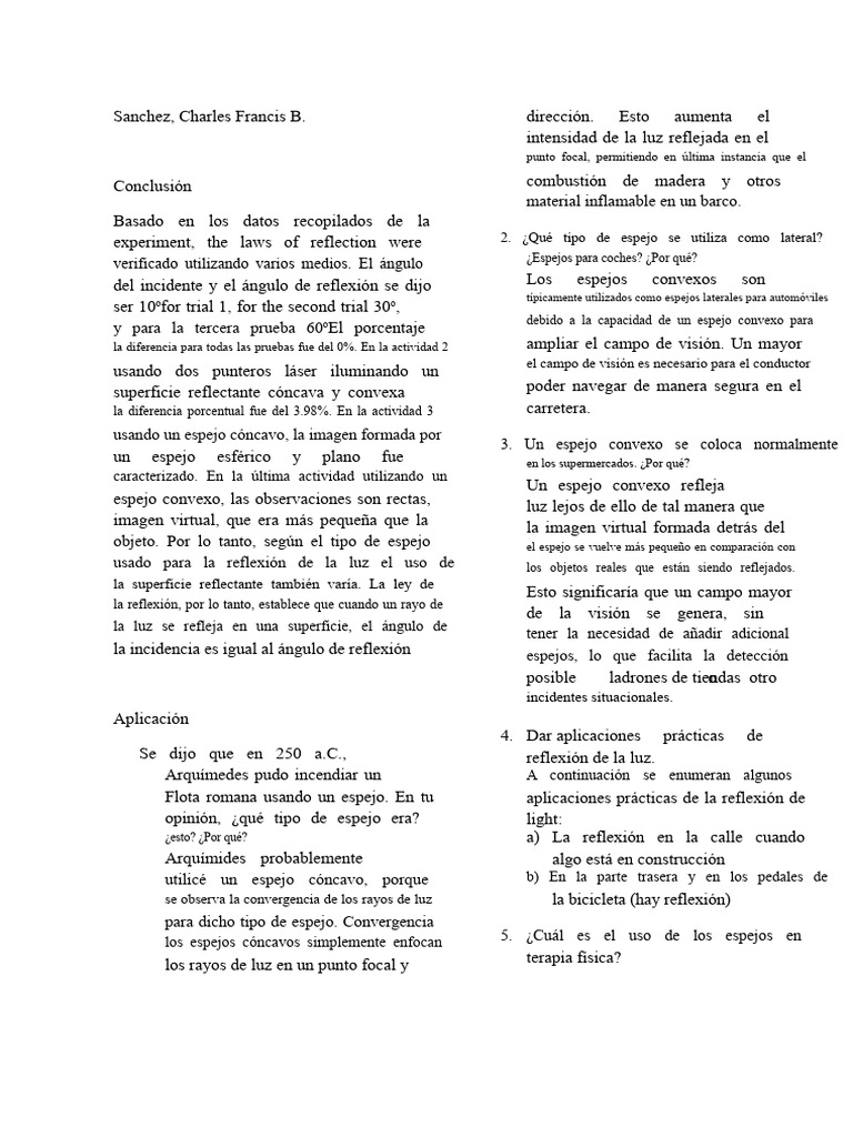 Reflexión de Luz y Tipos de Espejos | PDF | Espejo | Reflexión (Física)