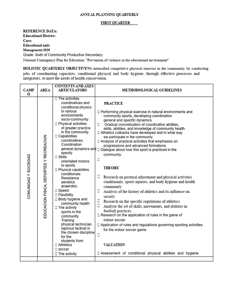 6th Physical Education PAT 2020 | PDF | Sports