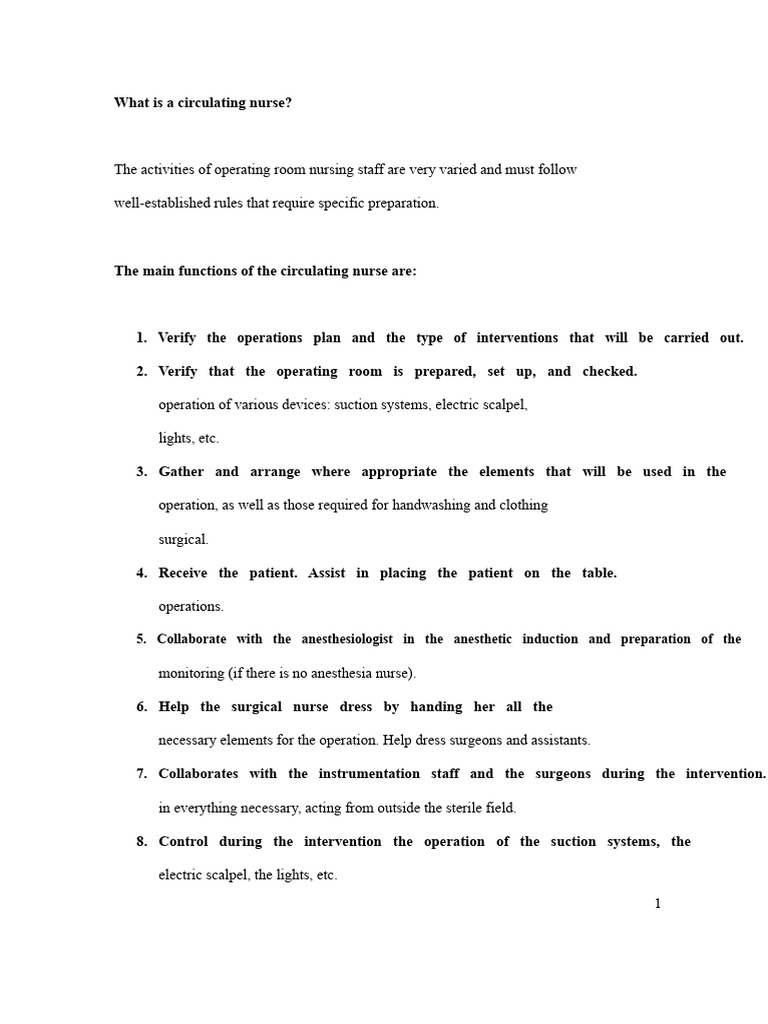 What Is A Circulating Nurse | PDF | Childbirth | Surgery