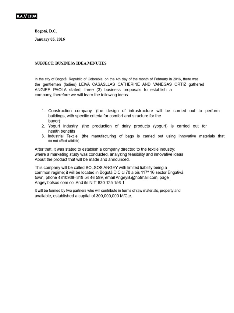 Business Idea Act | PDF