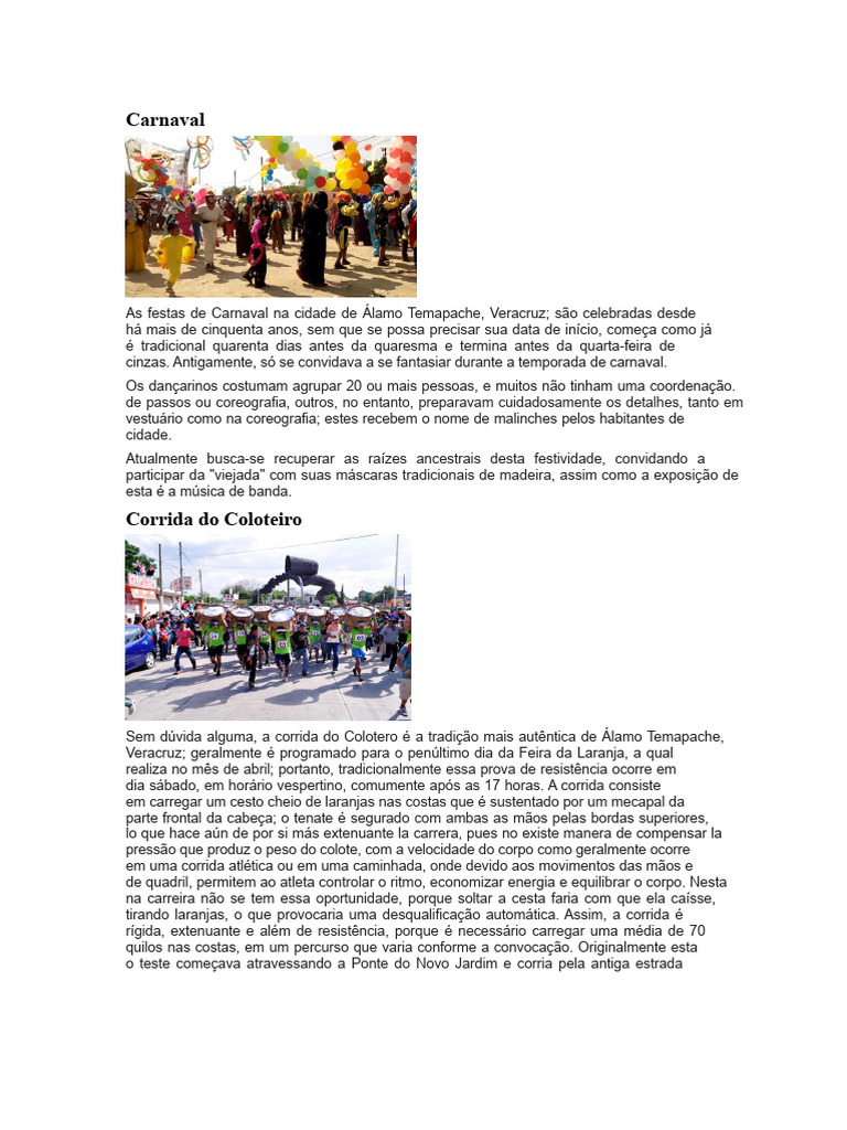 Tradições Culturais de Álamo Temapache | PDF | Carnaval | Cidade