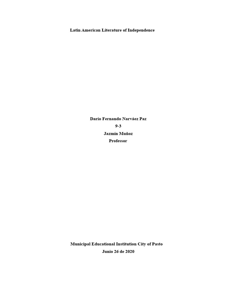 Latin American Literature of Independence PDF | PDF | Age Of ...