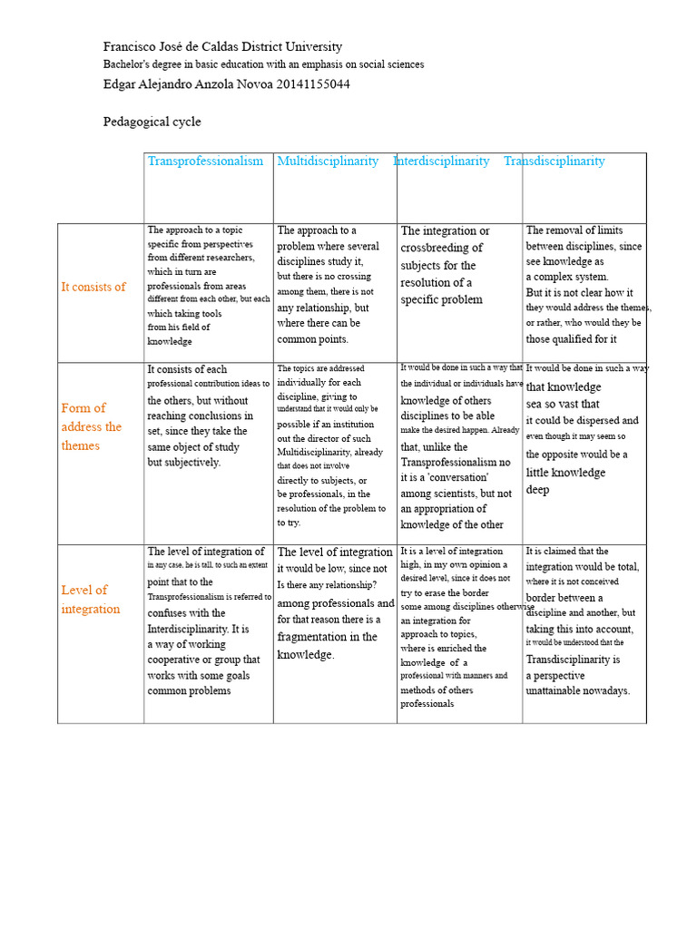 Interdisciplinary Framework | PDF | Interdisciplinarity | Cognition
