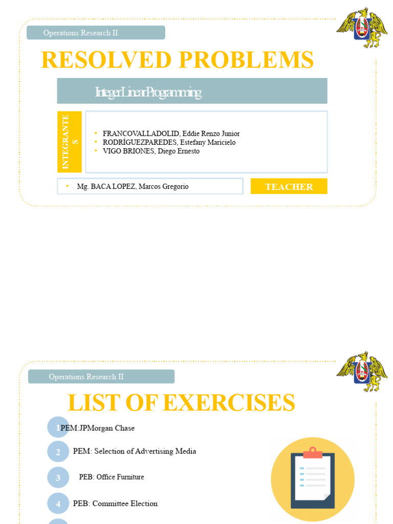 EXERCISES - INTEGER PROGRAMMING | PDF | Linear Programming | Loss Function