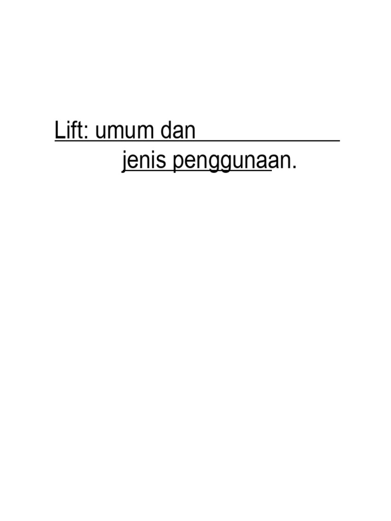 Jenis Lift dan Efisiensi Energi | PDF