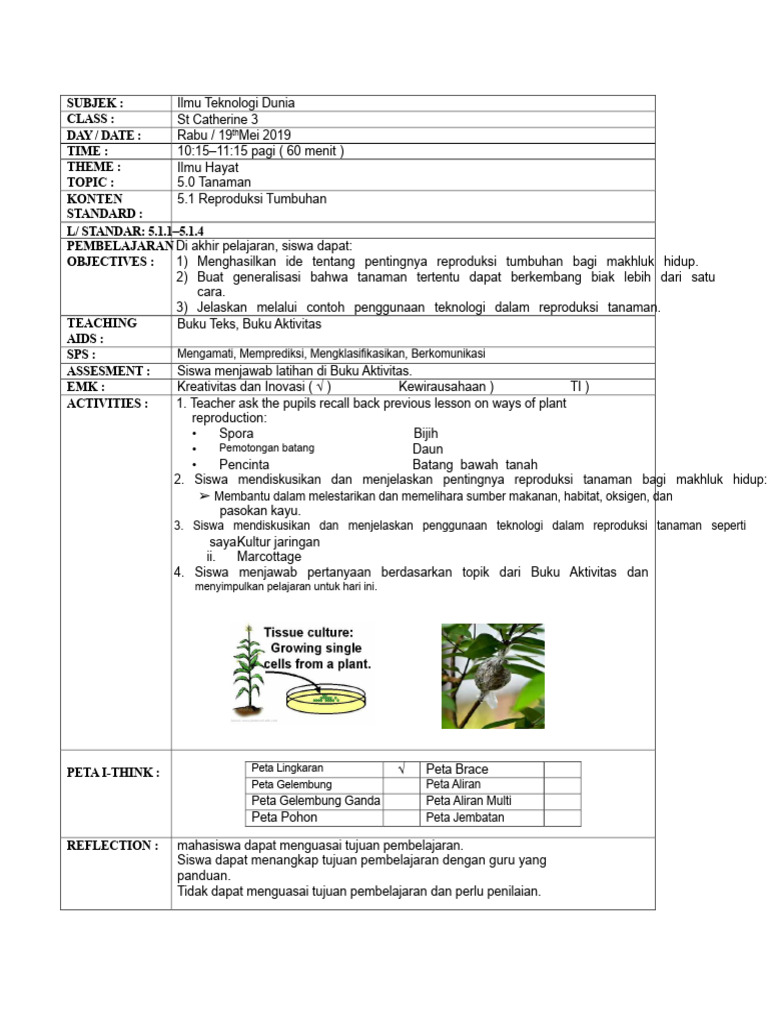 RPH Sains Y3 5.0 Reproduksi Tanaman | PDF