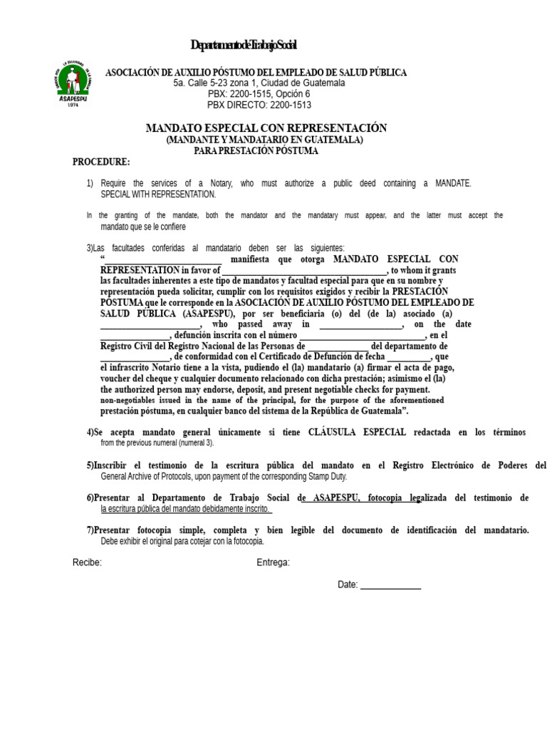 Special Mandate in Guatemala For Posthumous Provision Final Version ...