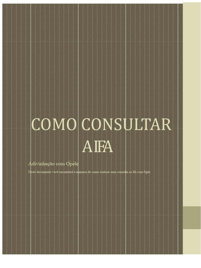 Como Consultar o Ifá | PDF | Padre | Dinheiro