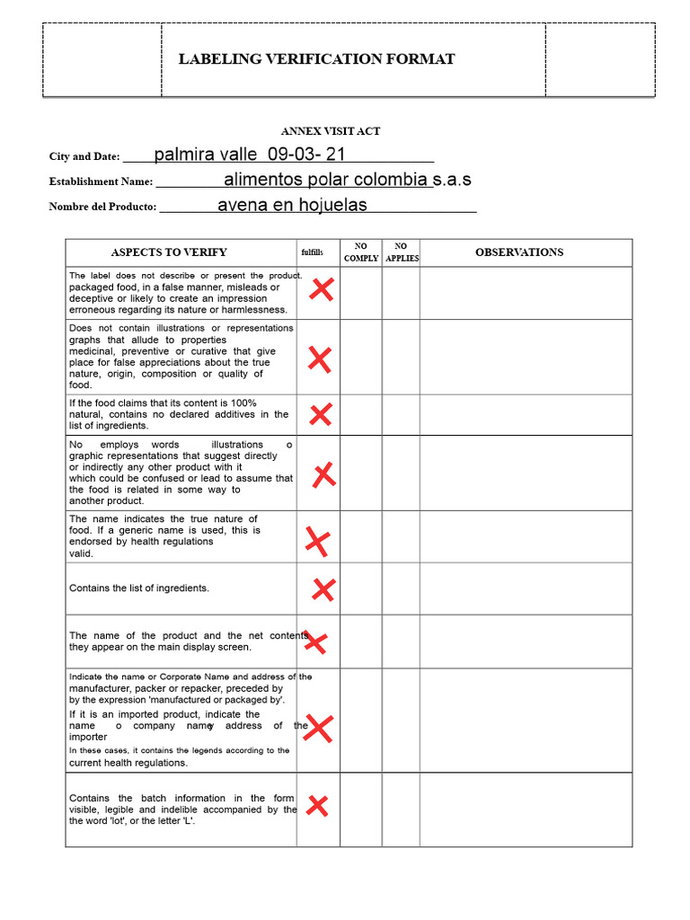 Label Verification Format (2-fused) | PDF
