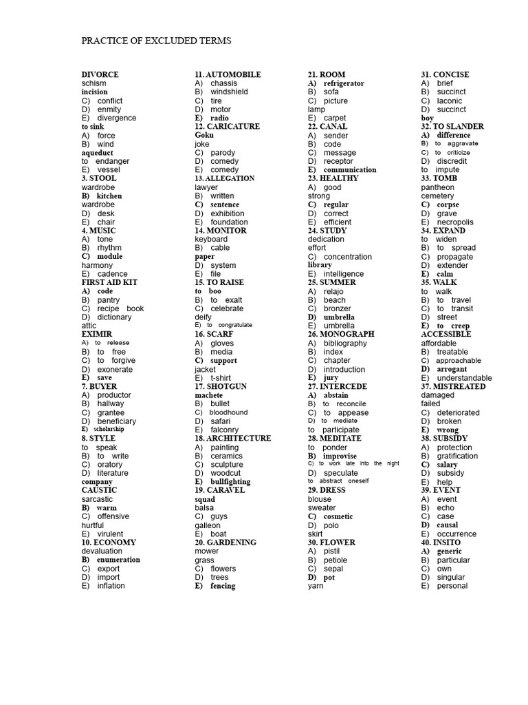 1ST WEEK 500 Excluded Terms | PDF