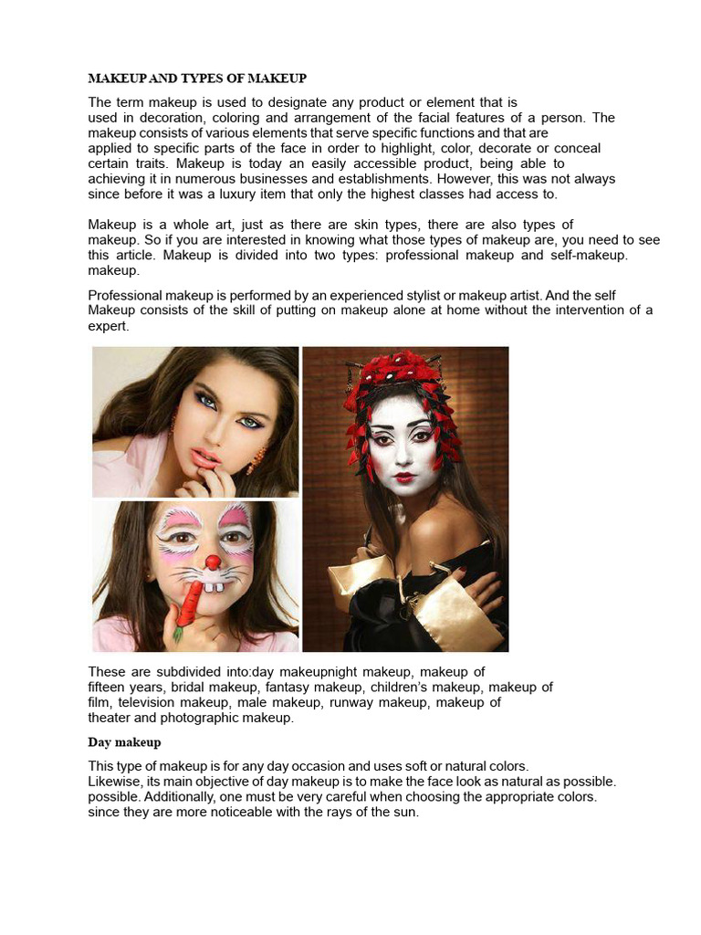 Makeup and Types of Makeup | PDF | Consciousness | Awareness