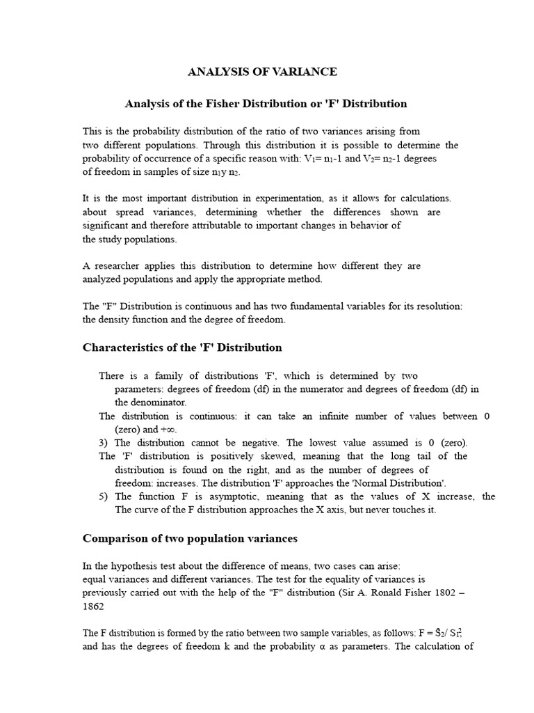 Analysis of Variance | PDF | Analysis Of Variance | Variance