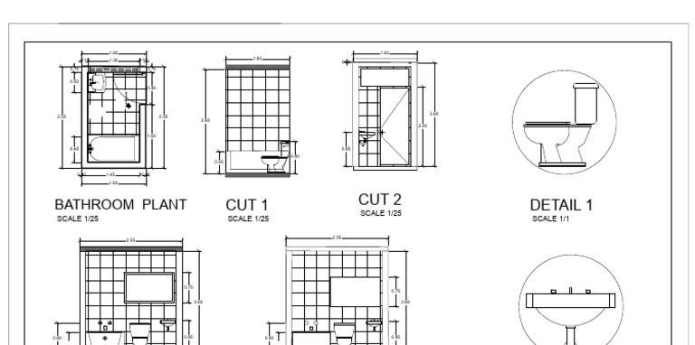 Bathroom Plant Detail Scale Drawing | PDF