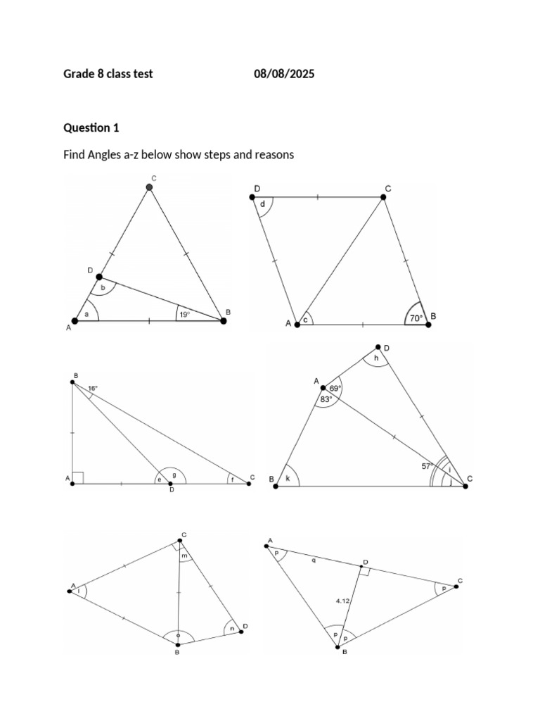 Grade 8 Class Test 08 | PDF
