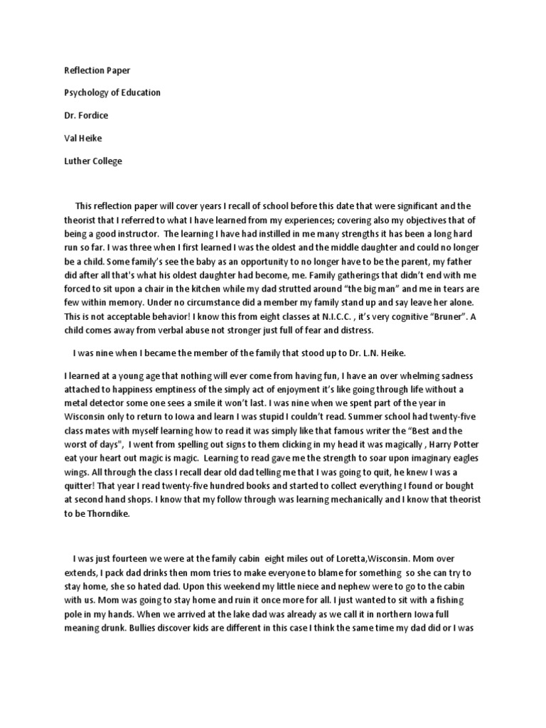 Reflection Paper for Psychology of Education 220 | Happiness | Personal ...