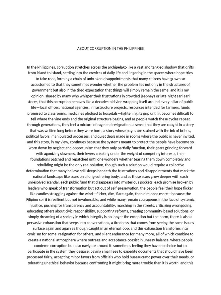 Corruption in The Philippines | PDF | Corruption | Integrity