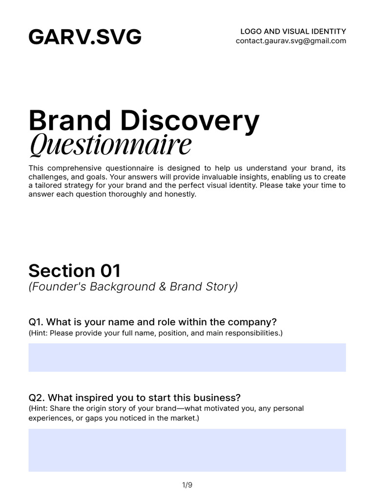 Brand Questionnaire Blank | PDF | Brand | Social Psychology