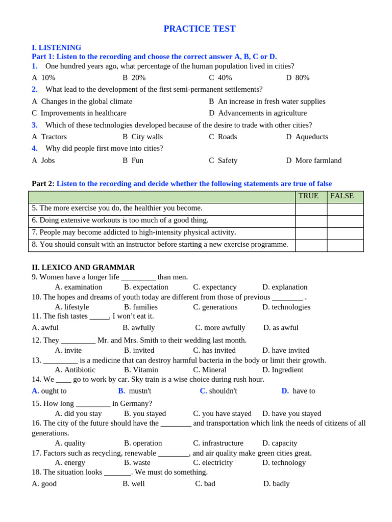 Practice Test Gs11 | PDF | Adolescence | Obesity
