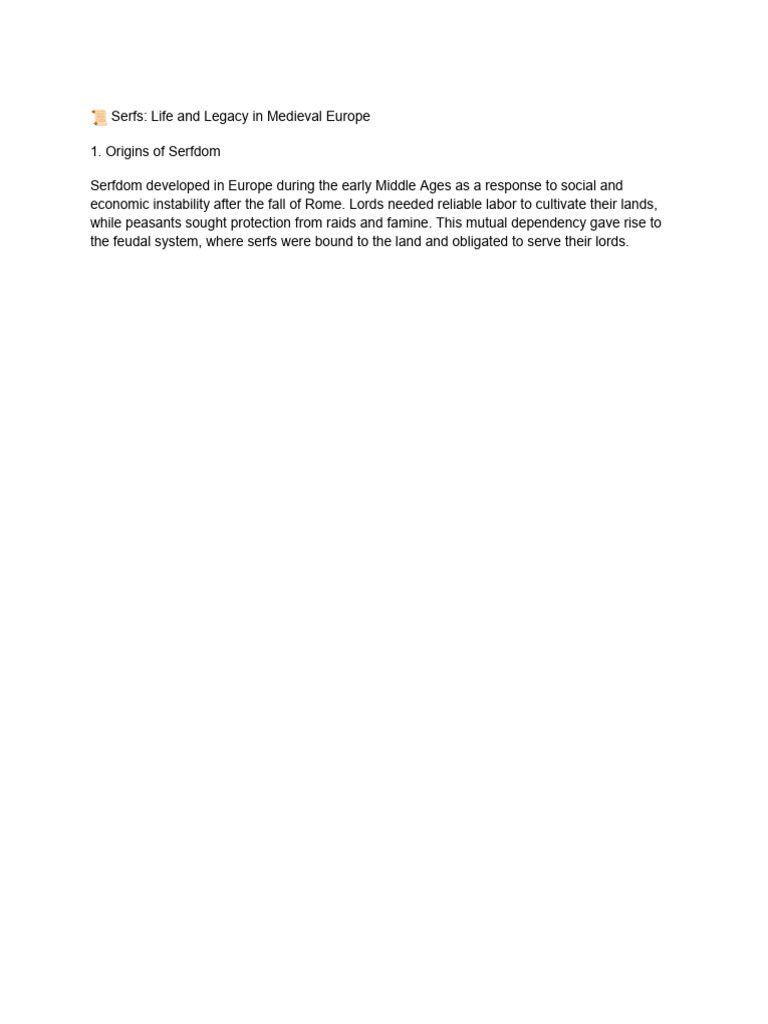 Life of Serfs in Medieval Europe | PDF | Serfdom | Feudalism