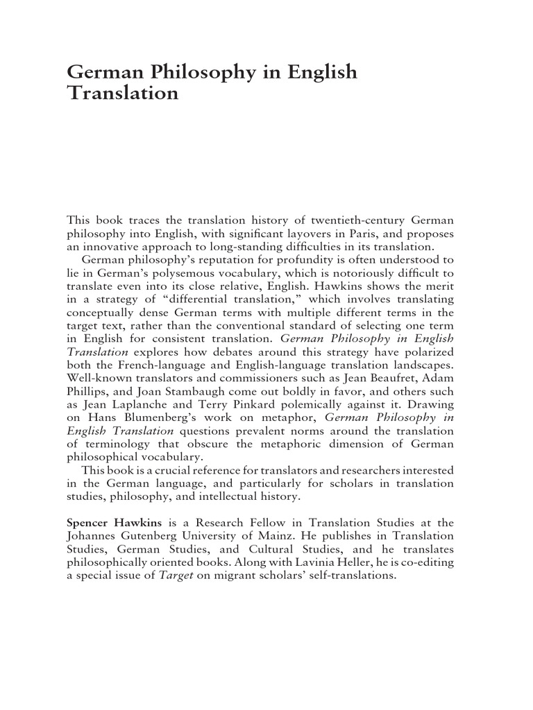 German Philosophy in English Translation Proofs | PDF | Immanuel Kant ...