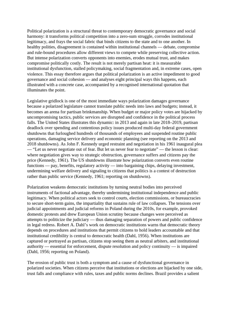Political Polarization Is A Structural Threat To Contemporary ...