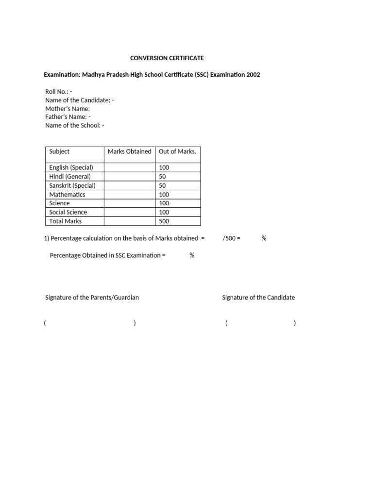 Conversion Certificate 10th | PDF