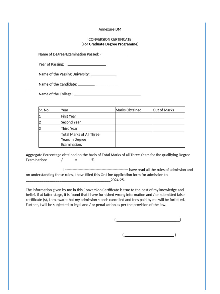 Graduate Degree Conversion Certificate | PDF