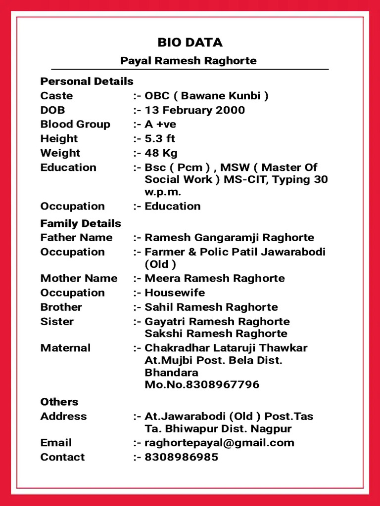 Biodata 1 | PDF