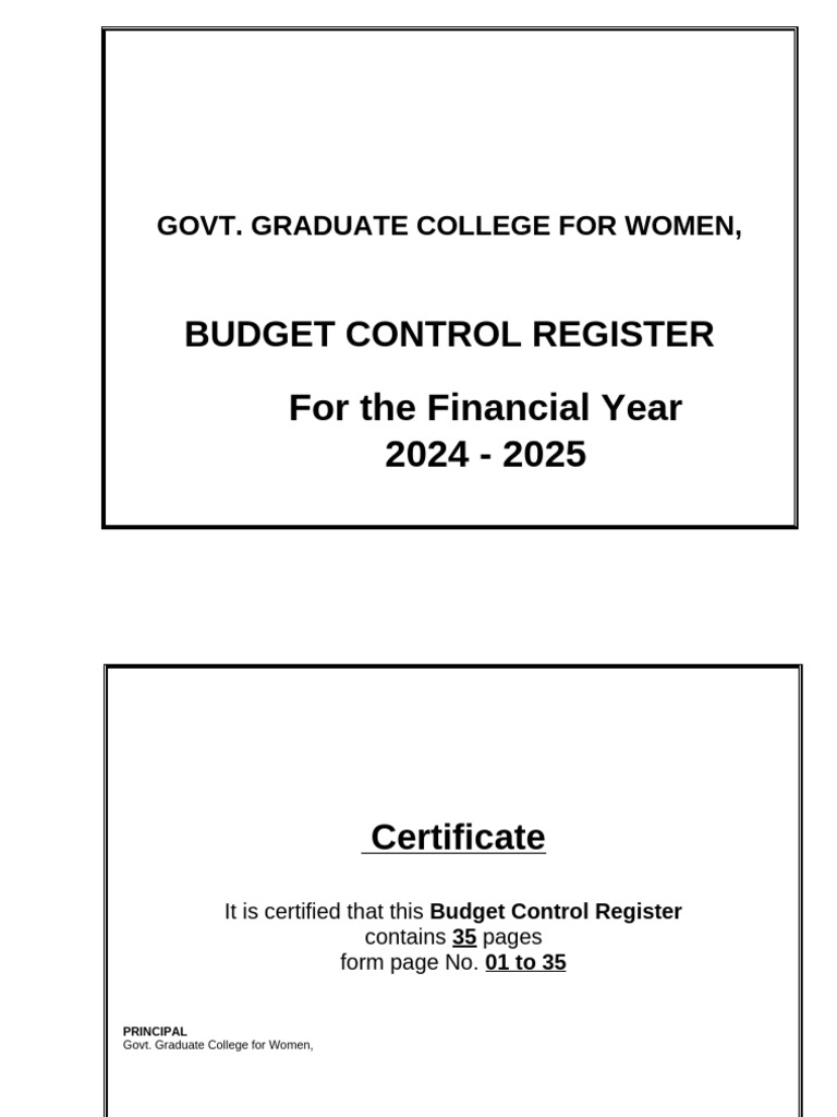 2024-2025 Budget Control Register | PDF