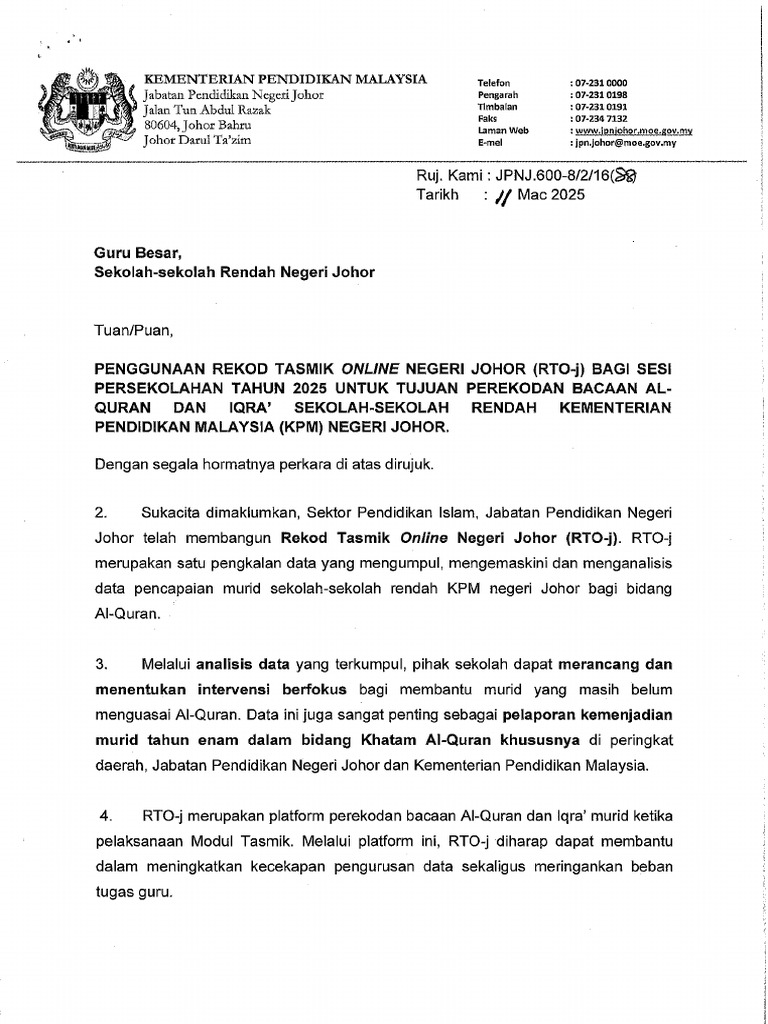 Penggunaan Rekod Tasmik Online Negeri Johor | PDF