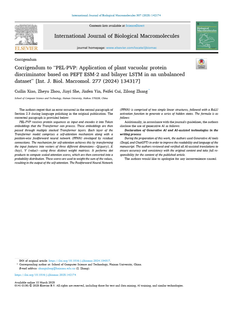 Corrigendum To "PEL-PVP Application of Plant Vacuolar Protein ...