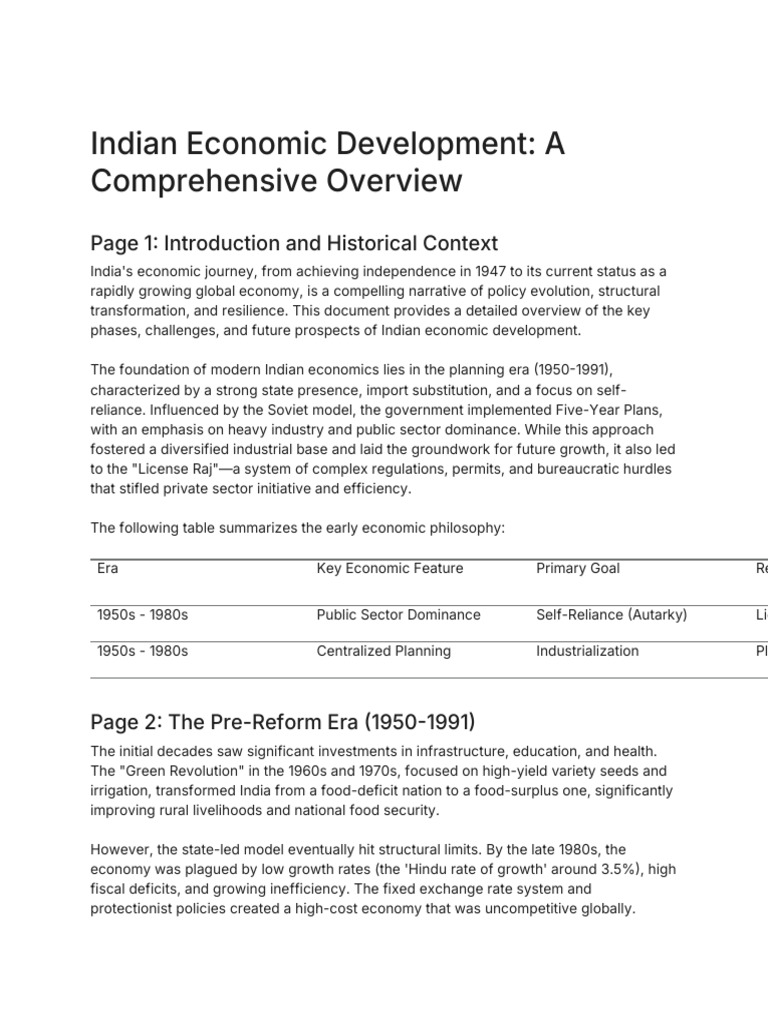 Indian Economic Development Overview | PDF | Economic Growth | Taxes