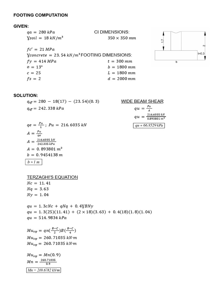 Footing Computation and Analysis | PDF