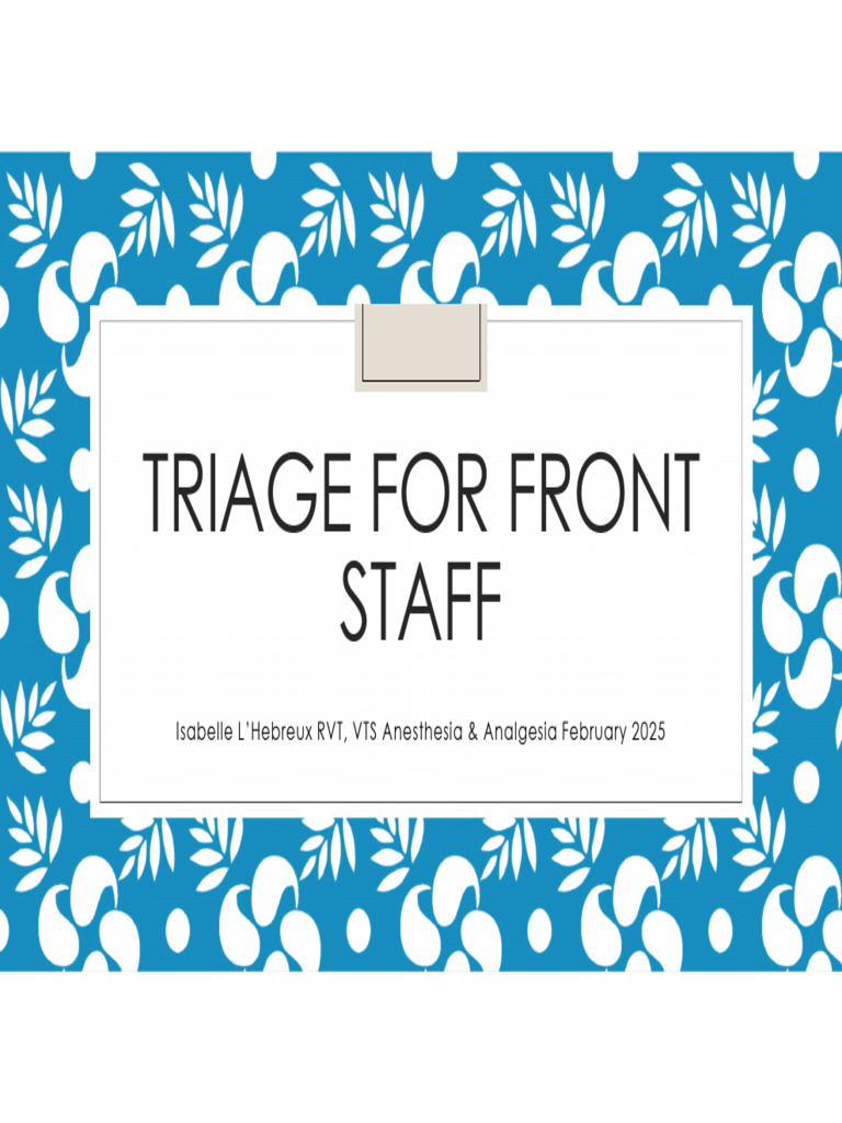 Triage for Front Staff | PDF | Cough | Vomiting