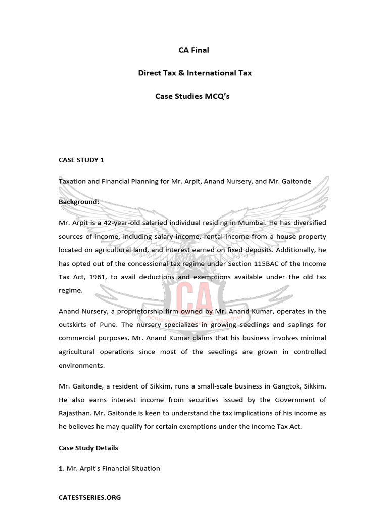 Tax Case Studies: Direct & International Tax | PDF | Taxes | Tax Deduction