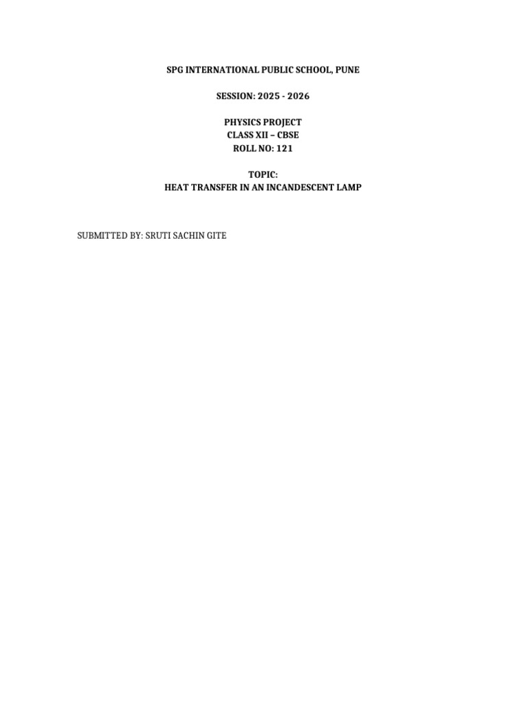 Physics Project Heat Transfer Incandescent Lamp Expanded | PDF ...
