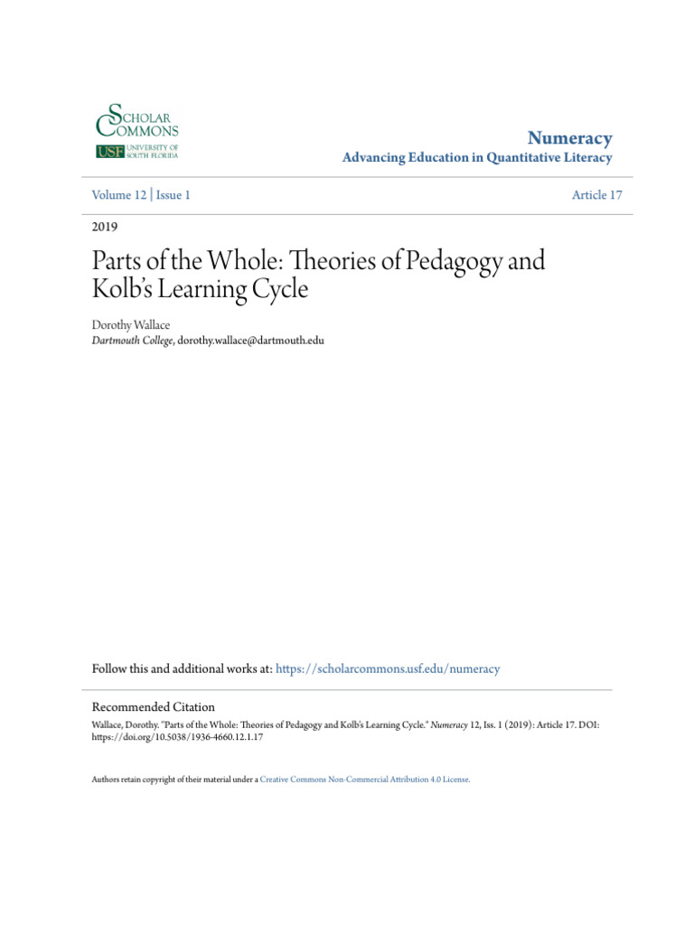 Theories of Pedagogy and Kolb - S Learning Cycle | PDF | Pedagogy | Theory