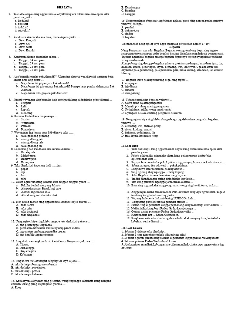 BHS JAWA UH BAB 2 | PDF