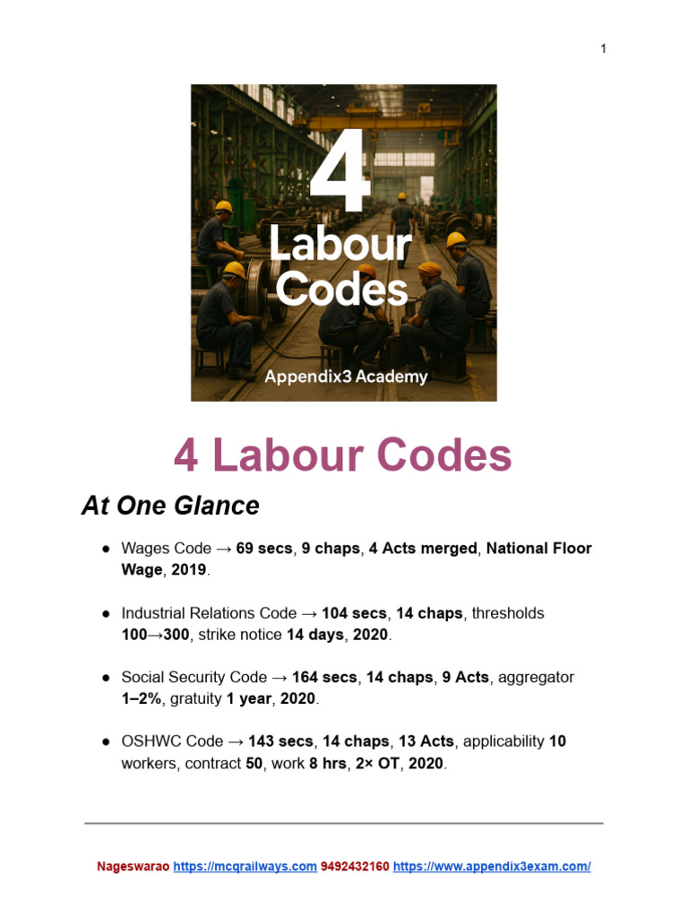 Labour Codes 4 | PDF | Labour Law | Employment