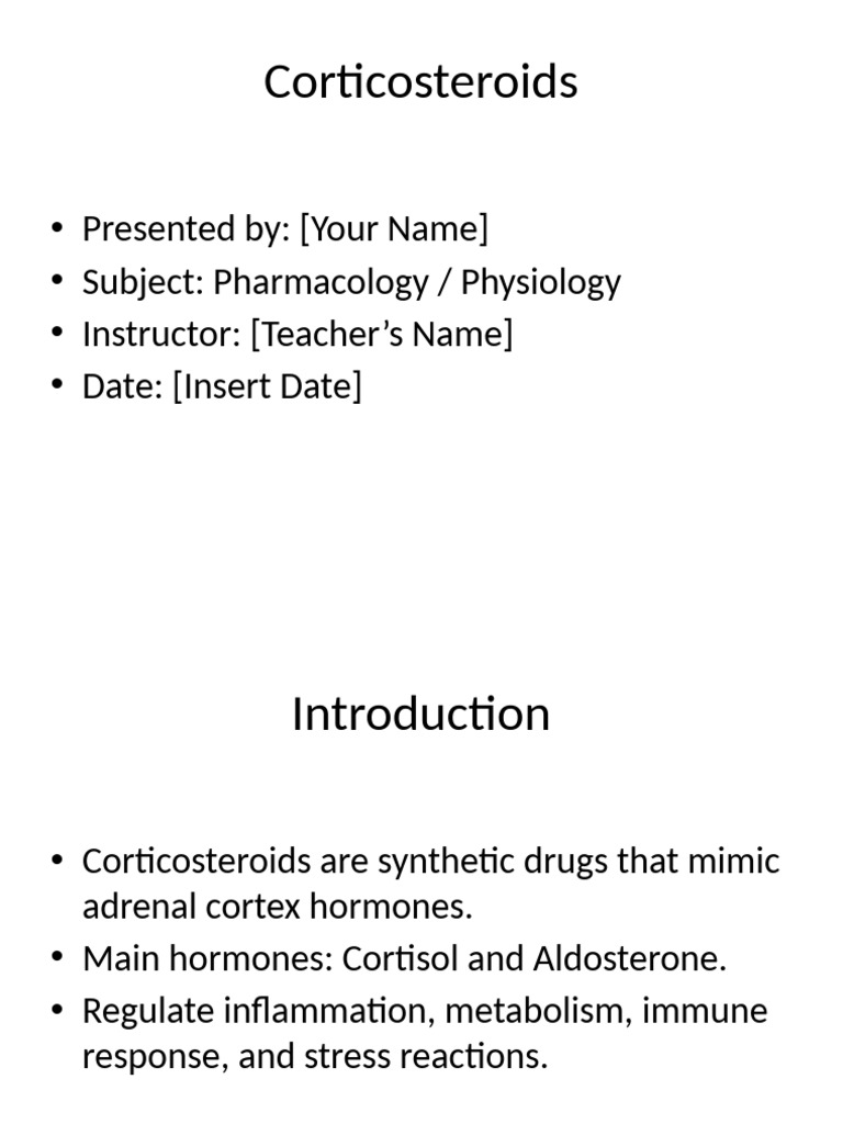 Corticosteroids Presentation | PDF | Glucocorticoid | Corticosteroid