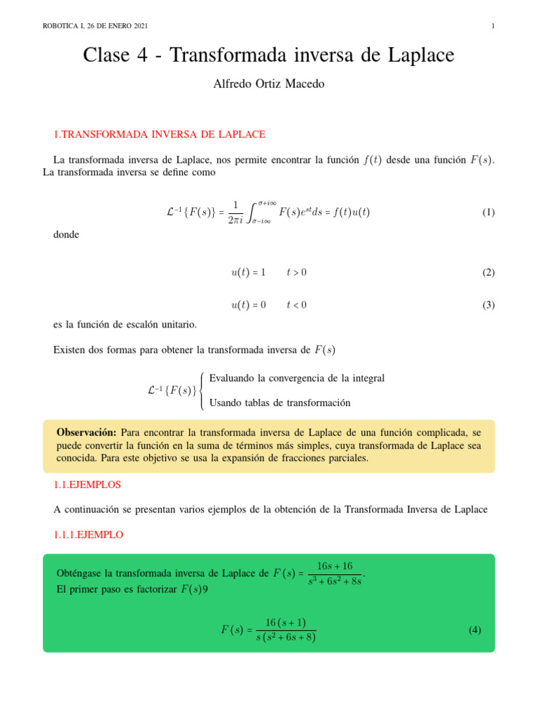 Transformada de Laplace Inversa | PDF | Análisis matemático