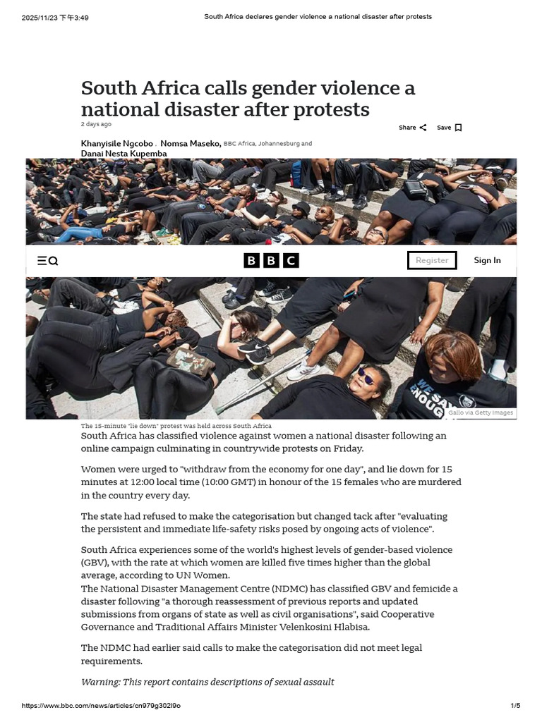 South Africa Declares GBV a National Disaster | PDF | South Africa ...