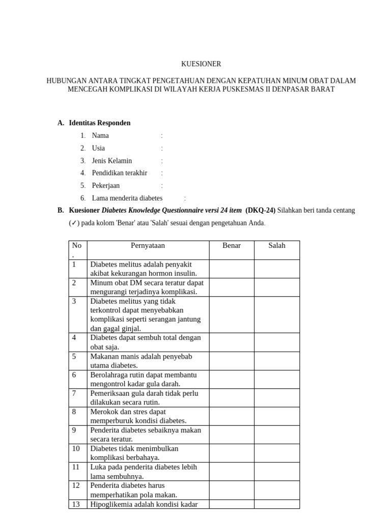 Contoh - KUESIONER (1) - ILHAM WIDARMA | PDF