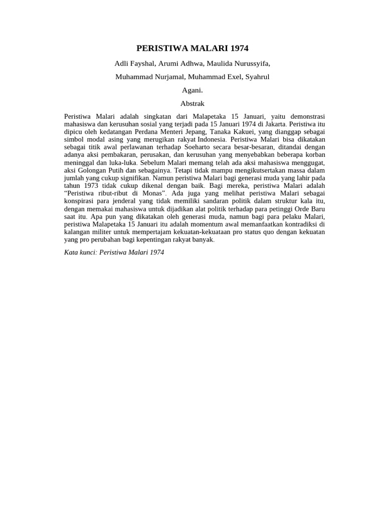 Peristiwa Malari 1974 | PDF