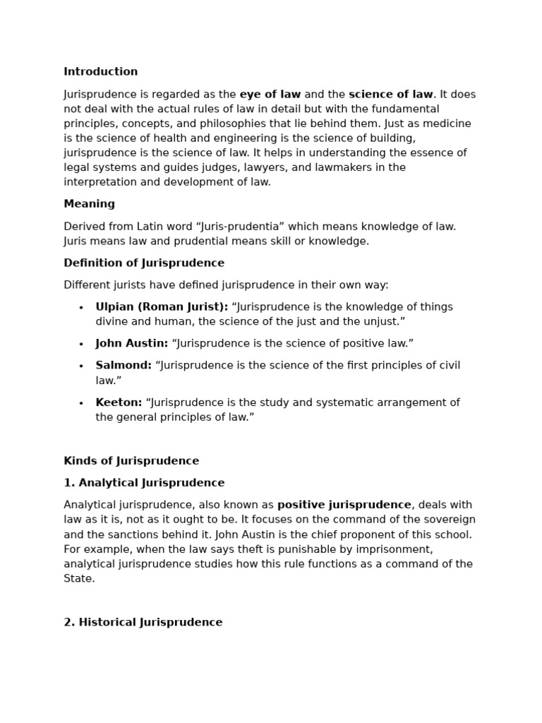 Understanding Jurisprudence: Key Concepts | PDF | Jurisprudence | Legal ...
